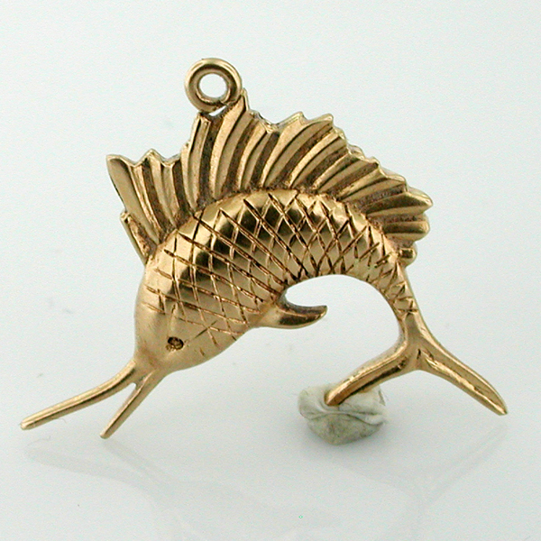 14k Gold Sportsman Fish Marlin Sailfish Charm