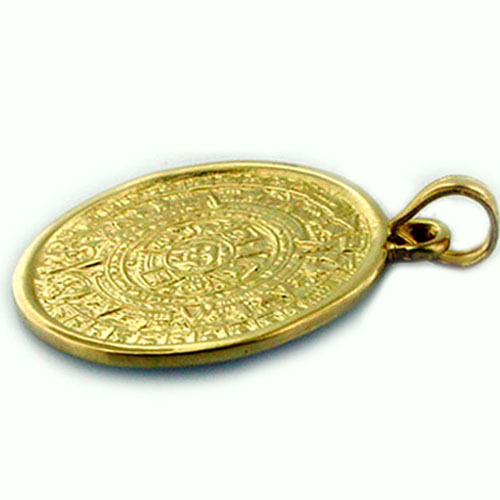 Aztec Mayan Maya Calendar 14K Gold Charm Pendant