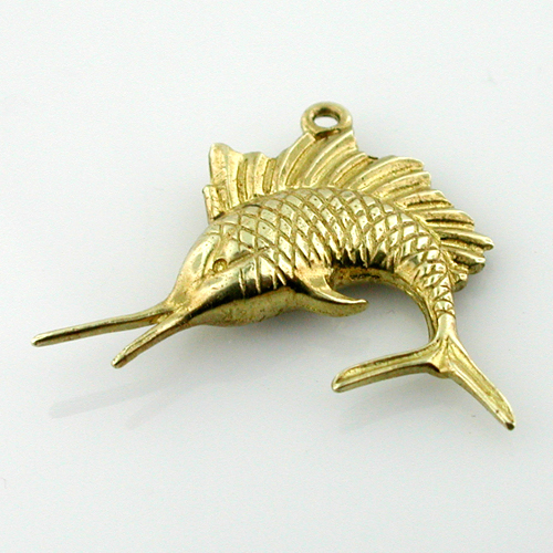 Sportsman Fish Marlin Sailfish 14k Gold Charm