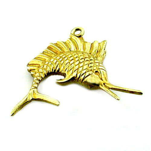 Sportsman Fish Marlin Sailfish 14k Gold Charm