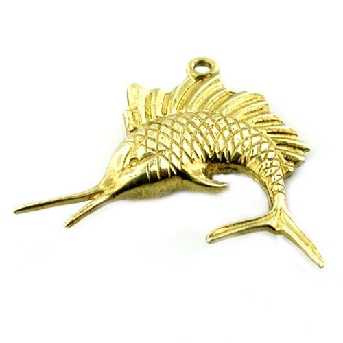 Sportsman Fish Marlin Sailfish 14k Gold Charm