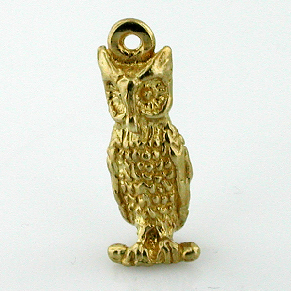 Gold Owl Bird 14k Gold Charm