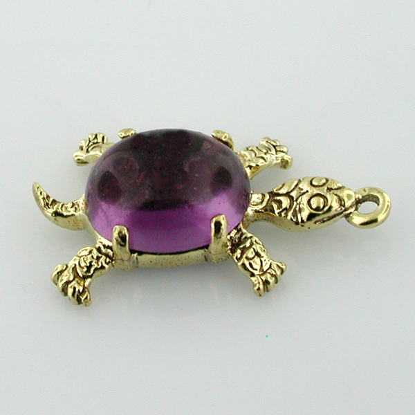 Cute Turtle Cabochon Shell Vintage 14K Gold Charm