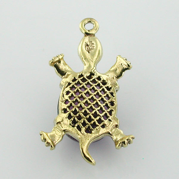 Cute Turtle Cabochon Shell Vintage 14K Gold Charm