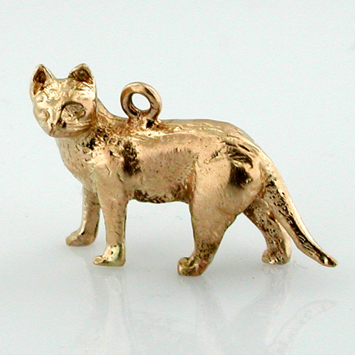 House Cat 14k Gold Charm