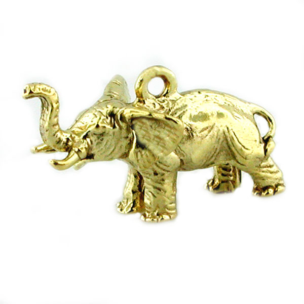 Elephant Lucky Trunk Up 14k Gold Charm