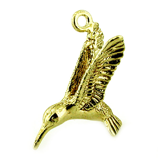 Hummingbird Bird 14k Gold Charm