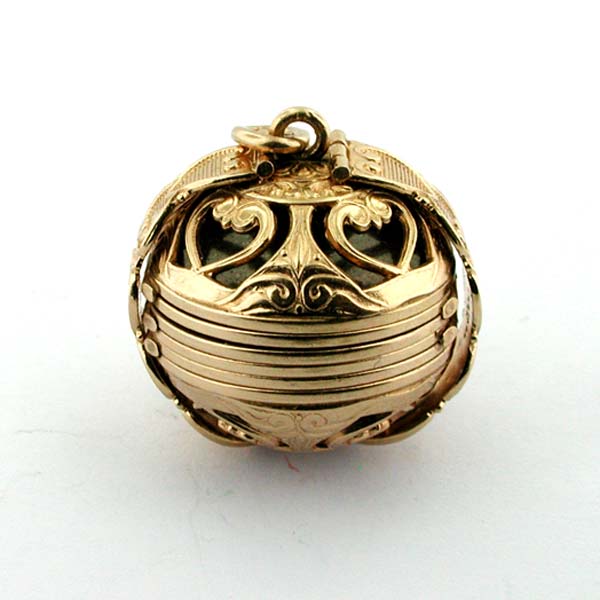 Rare Edwardian LESTAGE 14K Gold Ball Picture Photo Locket Antique ...